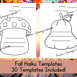 Fall Haiku Poetry Templates, Autumn Writing Activity - Etsy