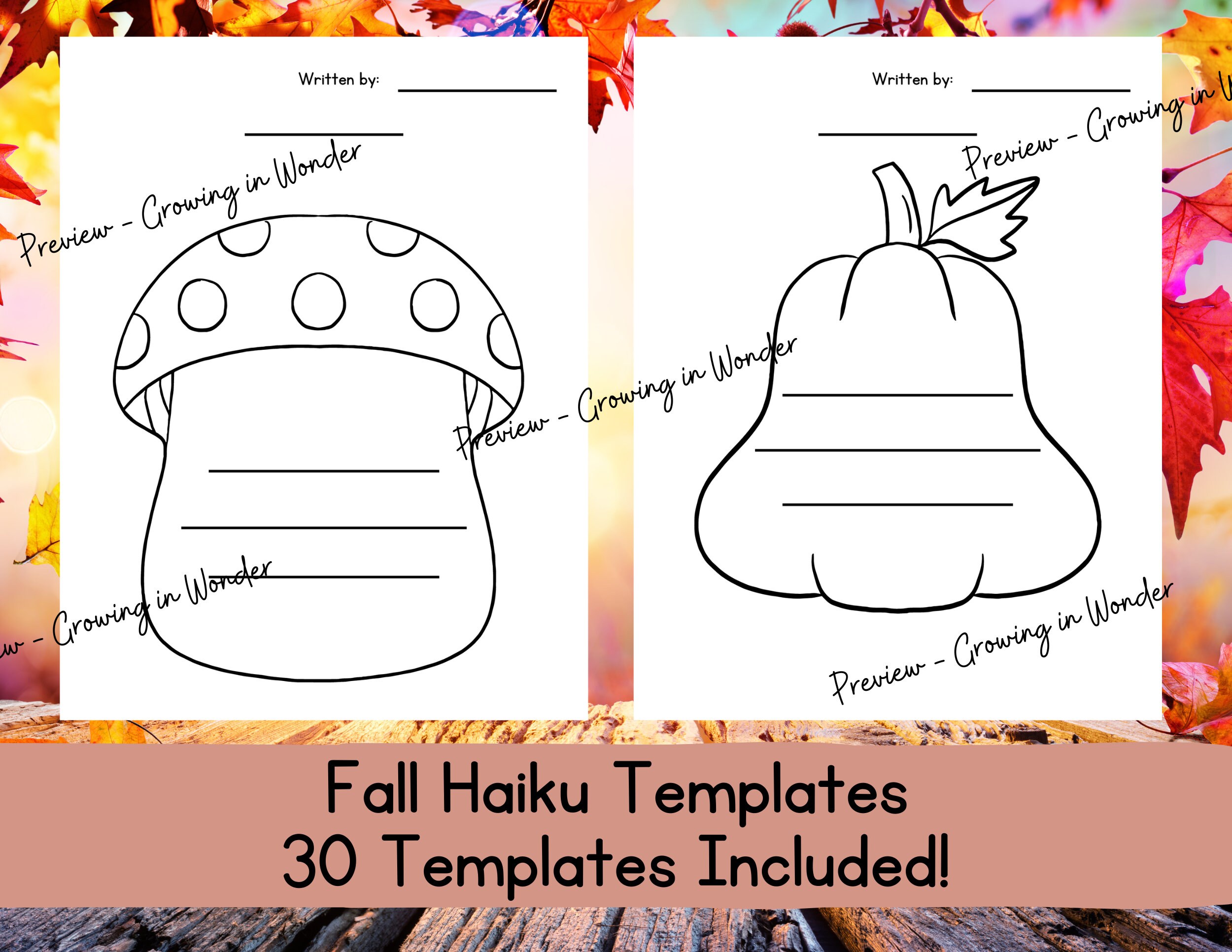 Fall Haiku Poetry Templates, Autumn Writing Activity - Etsy