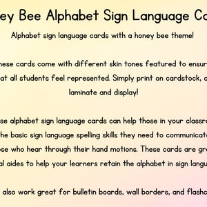 Honey Bee Printable Alphabet Cards, Sign Language Alphabet Flashcards ...
