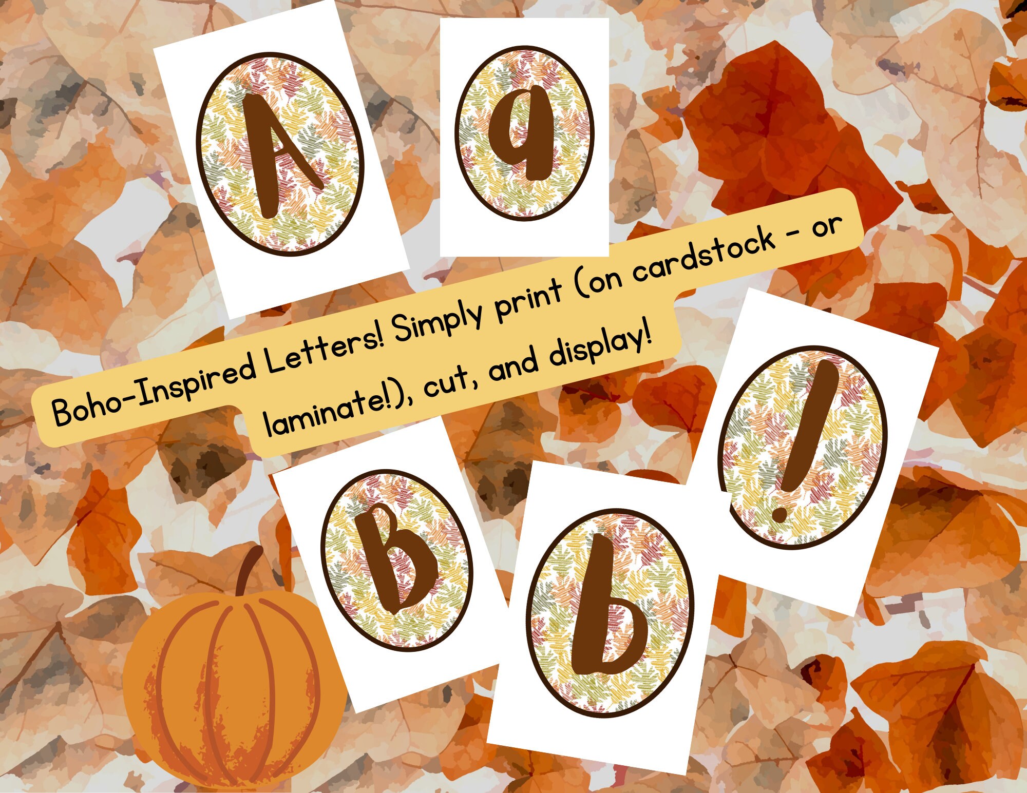 Fall - Boho Themed Bulletin Board Letters - Six Sets! - Etsy