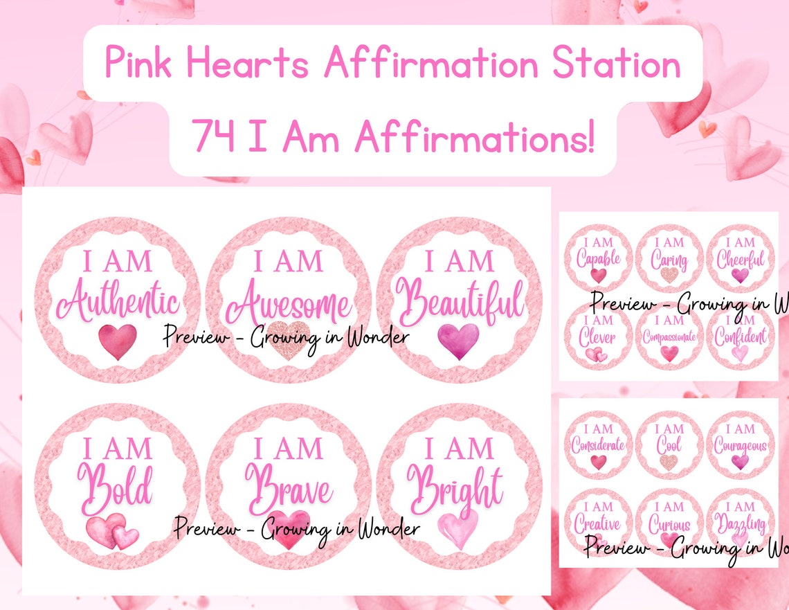 Pink Heart Affirmation Station Mirror Border Positive - Etsy