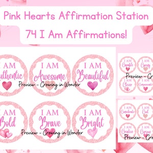 Pink Heart Affirmation Station, Mirror Border, Positive Affirmations - Etsy