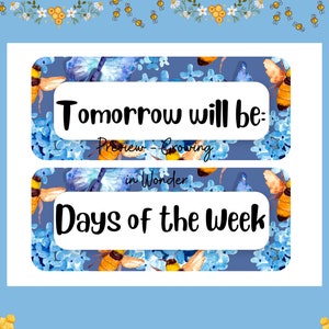 Honey Bee Days of the Week (blue Background, Watercolor Honeybees) - Etsy