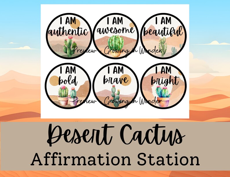 Desert Cactus Positive Affirmations - Etsy