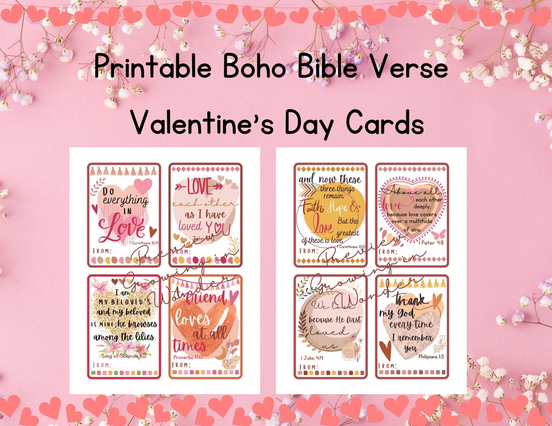 Bible Verse Printable Valentine's Day Cards, Boho - Etsy