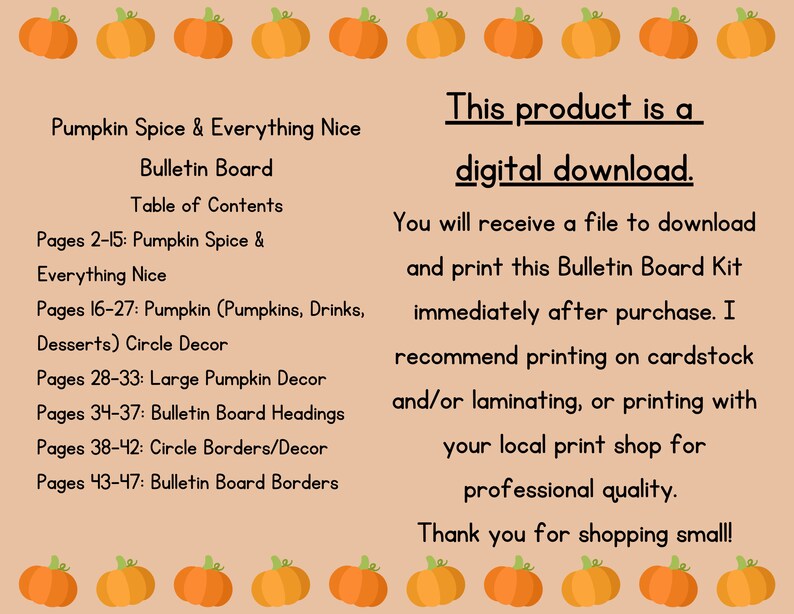 Fall Classroom Bulletin Board Kit, Pumpkin Spice and Everything Nice - Etsy