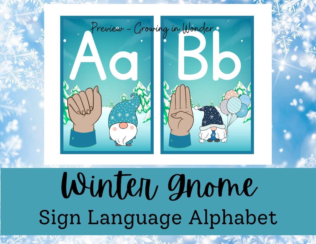 Winter Gnome Alphabet Sign Language Cards - Etsy