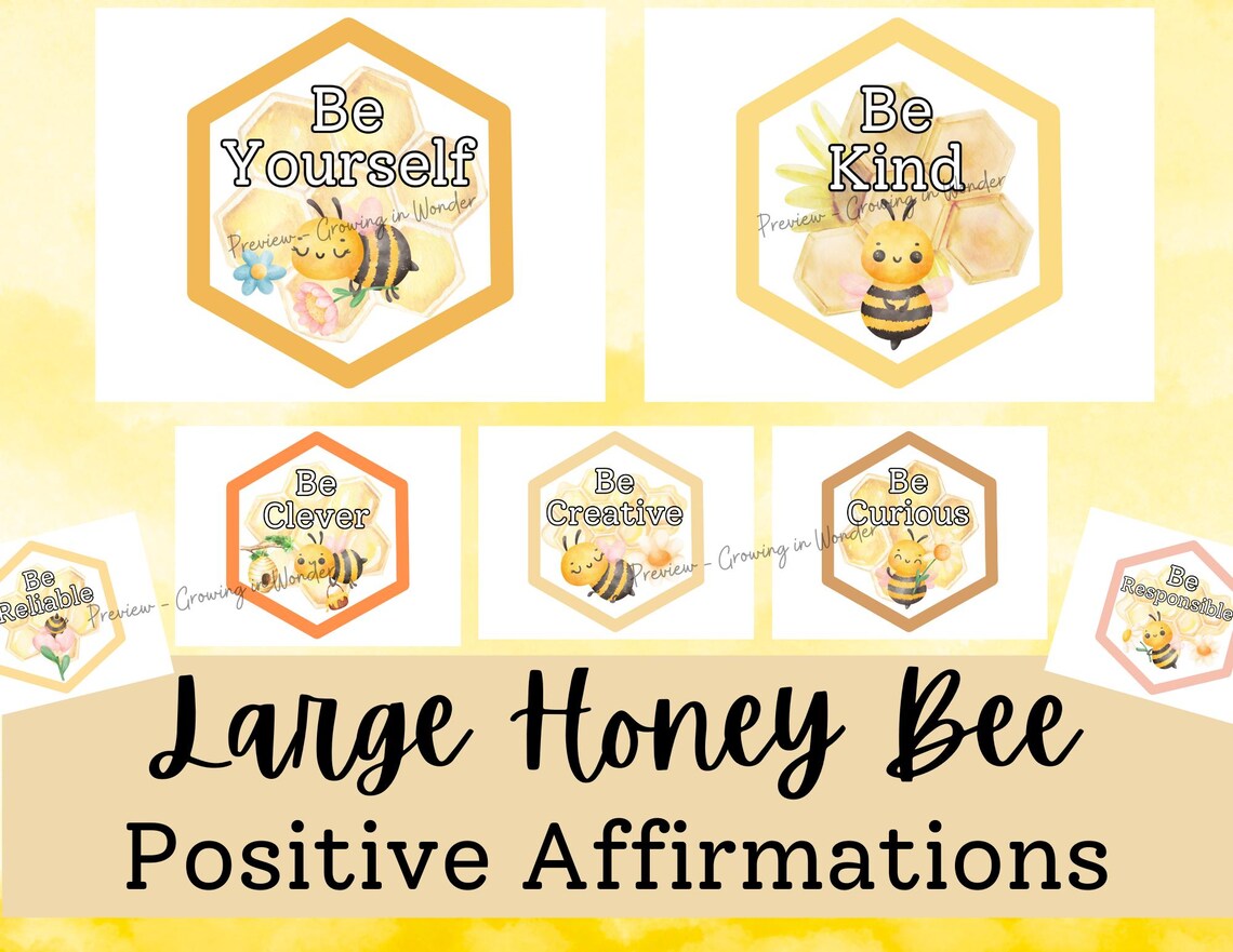 Large Honey Bee Classroom Decor, Positive Affirmations - Etsy
