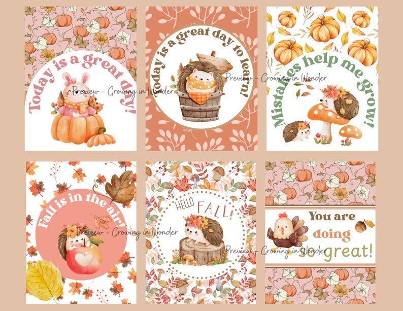 Fall Theme Printable Posters, Classroom Growth Mindset Bulletin Board ...