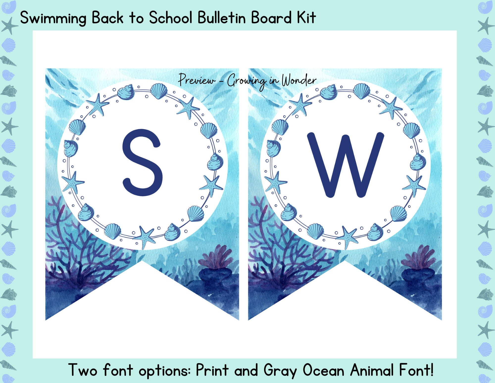 Under the Sea, Ocean Back to School: Bulletin Board Kit - Etsy