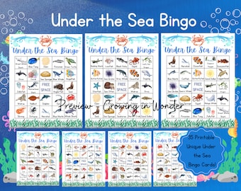 Printable Under the Sea Bingo, Kids Ocean-themed Party Game, Instant ...