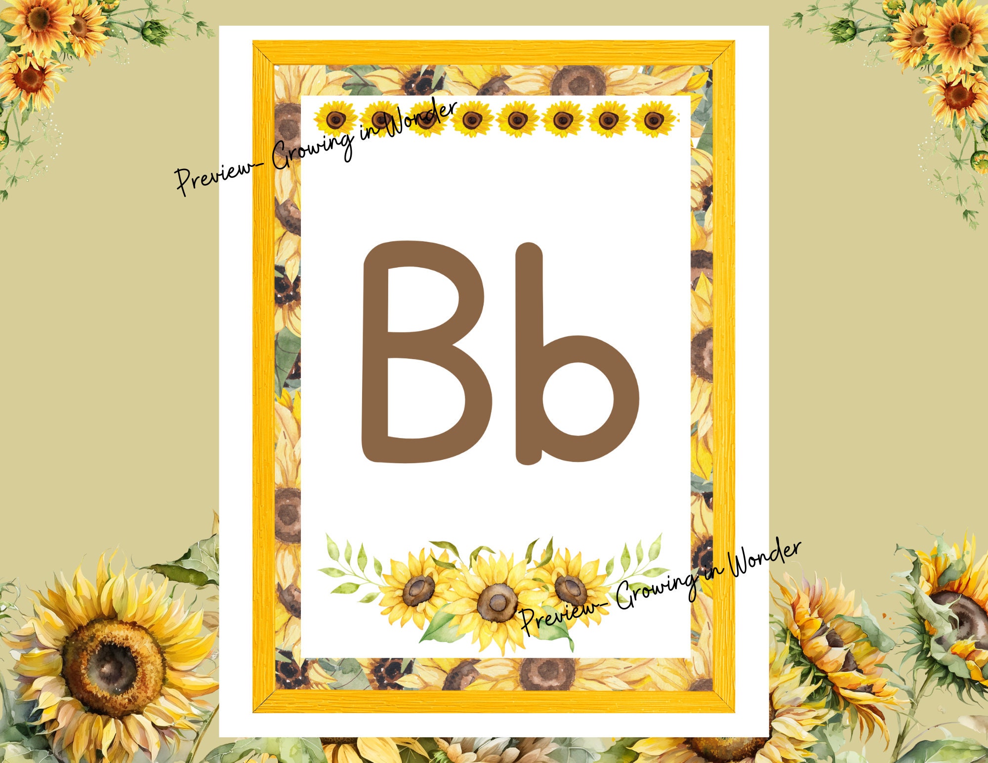 Large Sunflower Alphabet Posters, Back to School Decor - Etsy