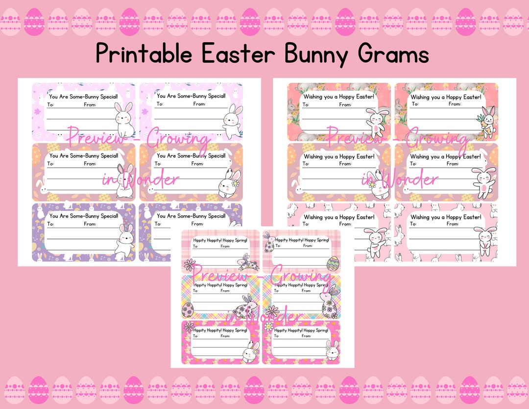 Pink Easter Bunny Grams, Printable - Etsy