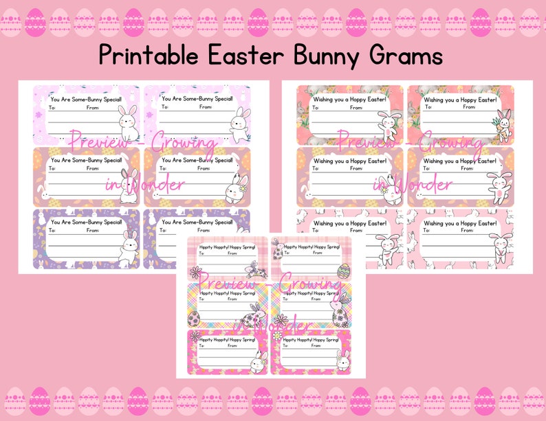 Pink Easter Bunny Grams, Printable - Etsy