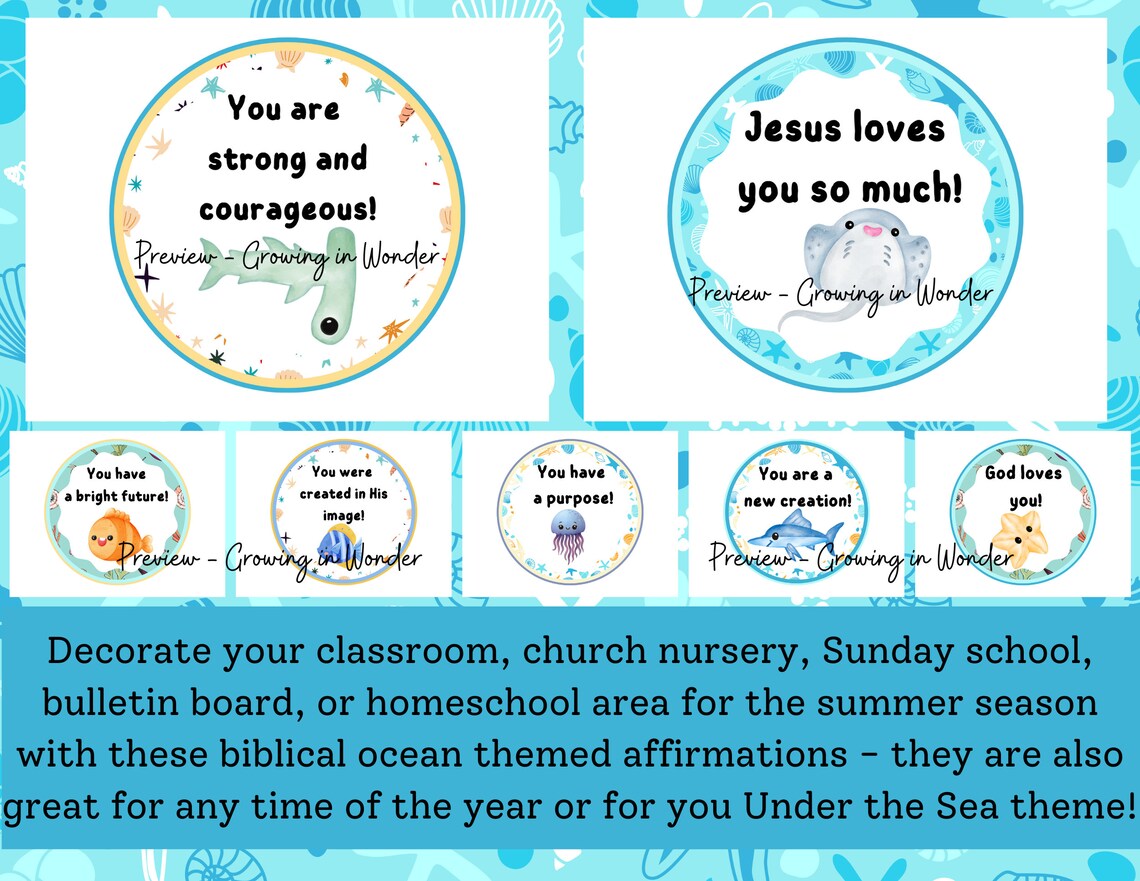 Under the Sea, Ocean Theme Bible School Affirmations - Etsy