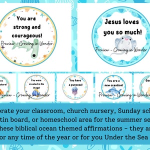 Under the Sea, Ocean Theme Bible School Affirmations - Etsy