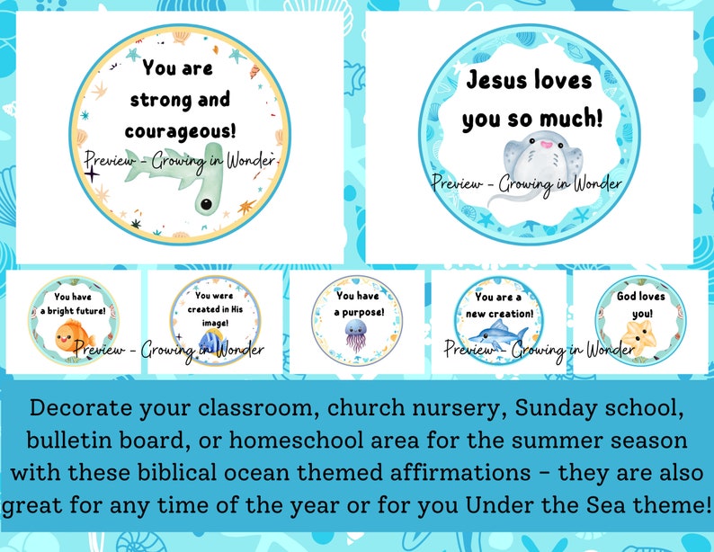 Under the Sea, Ocean Theme Bible School Affirmations - Etsy