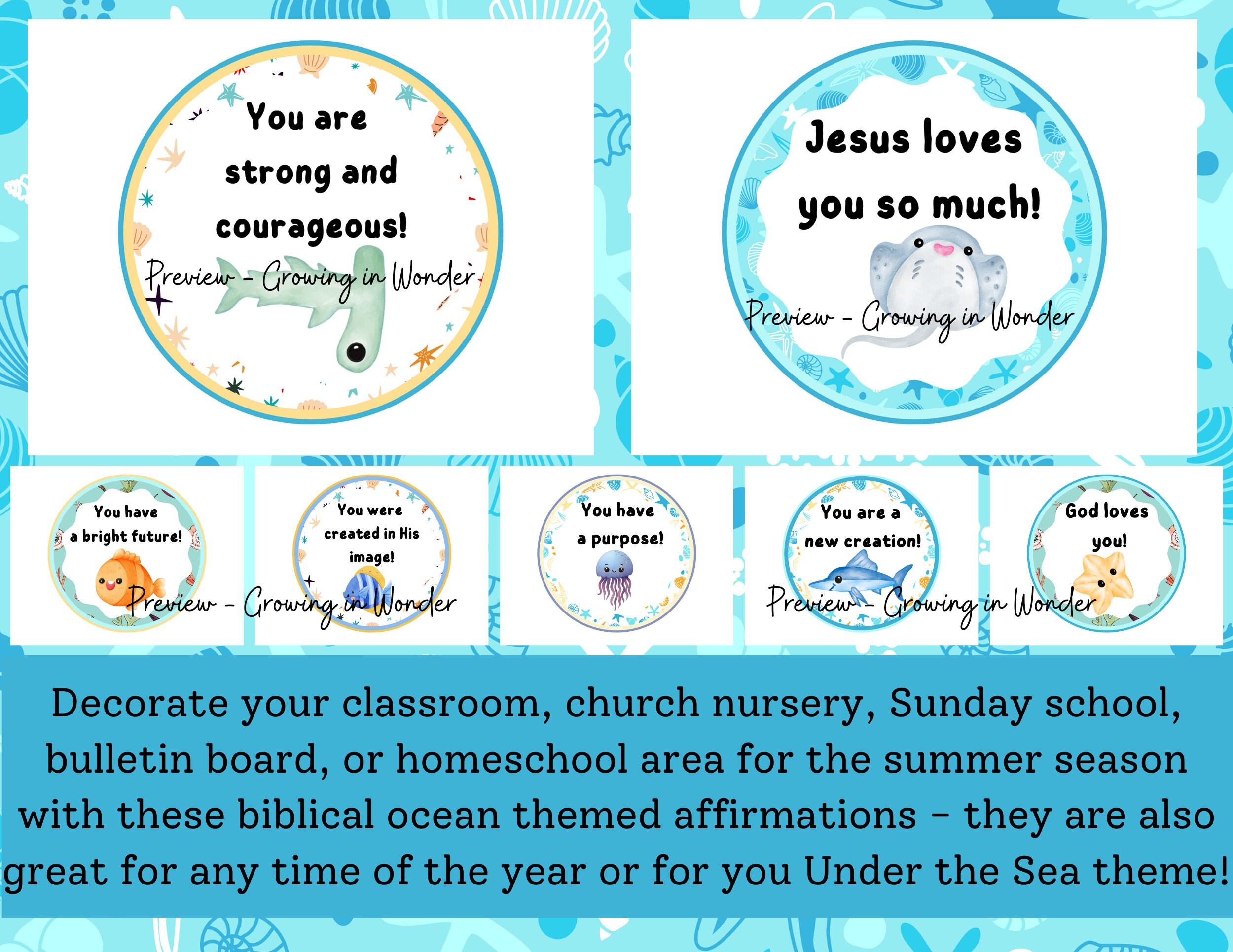 Under the Sea, Ocean Theme Bible School Affirmations - Etsy