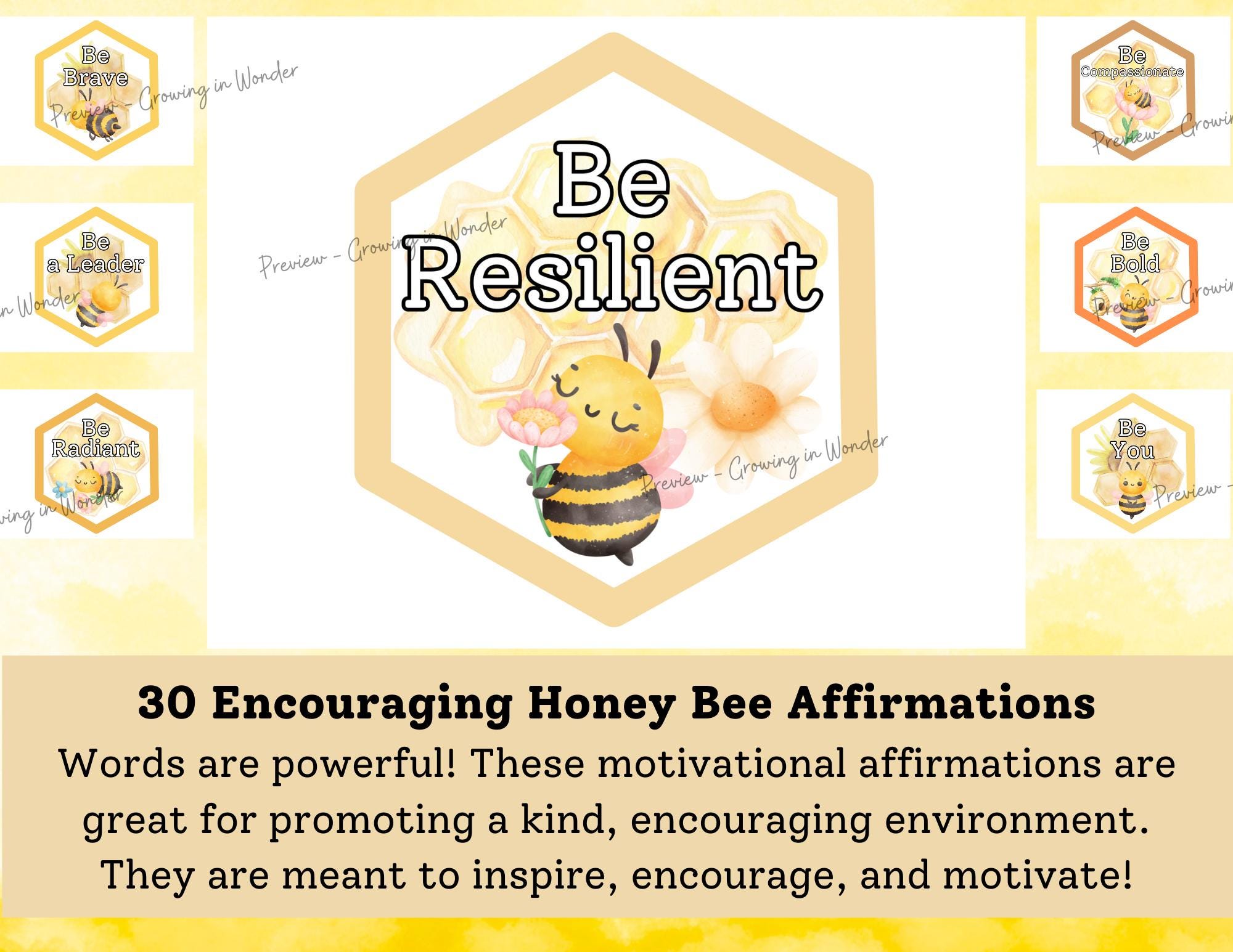 Large Honey Bee Classroom Decor, Positive Affirmations - Etsy