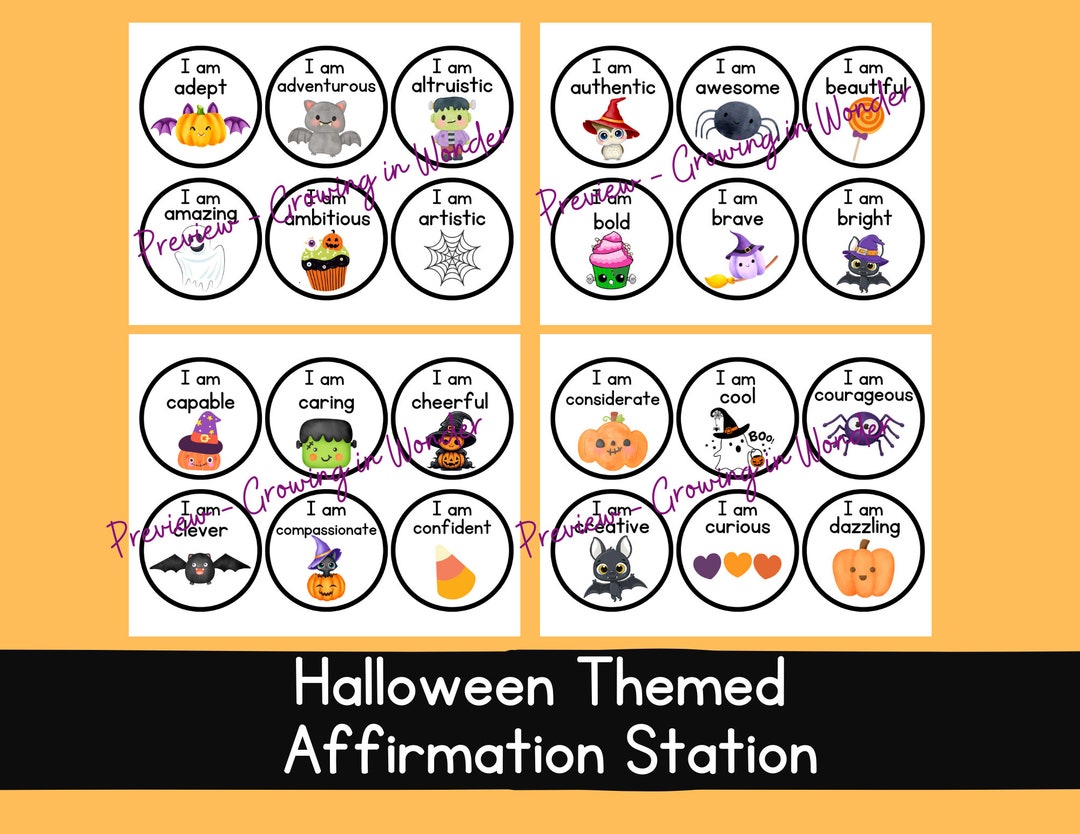 Halloween Themed Affirmation Station, Halloween Classroom Decor - Etsy