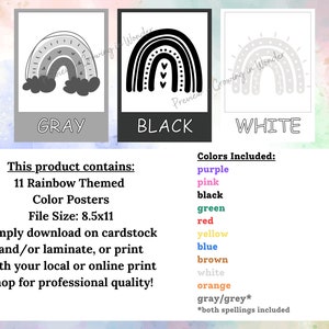 Rainbow Color Posters, Printable Classroom Posters/flashcards - Etsy