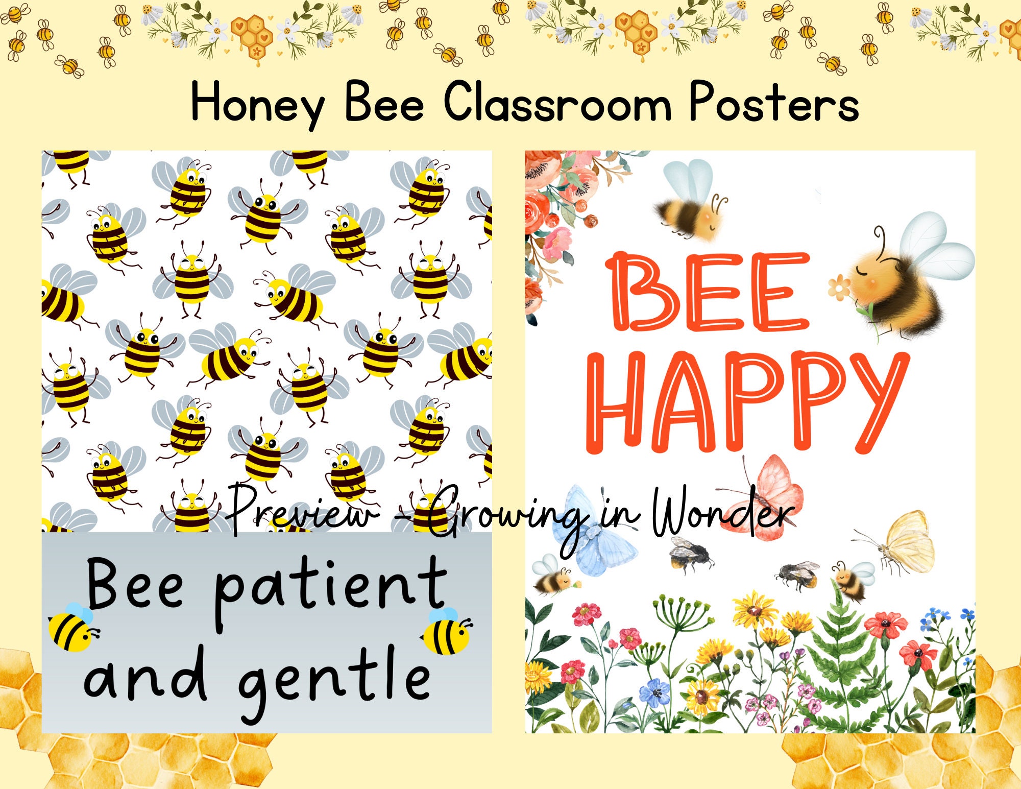 Honey Bee Posters, Classroom Posters, Back to School Bulletin Board - Etsy