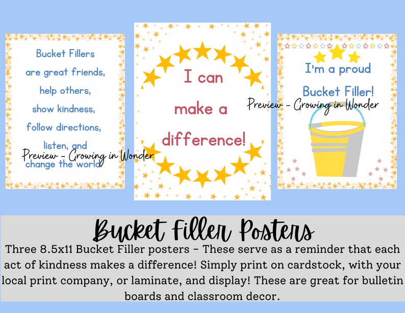 Bucket Filler Classroom Activity, Writing, Posters, Back to School - Etsy