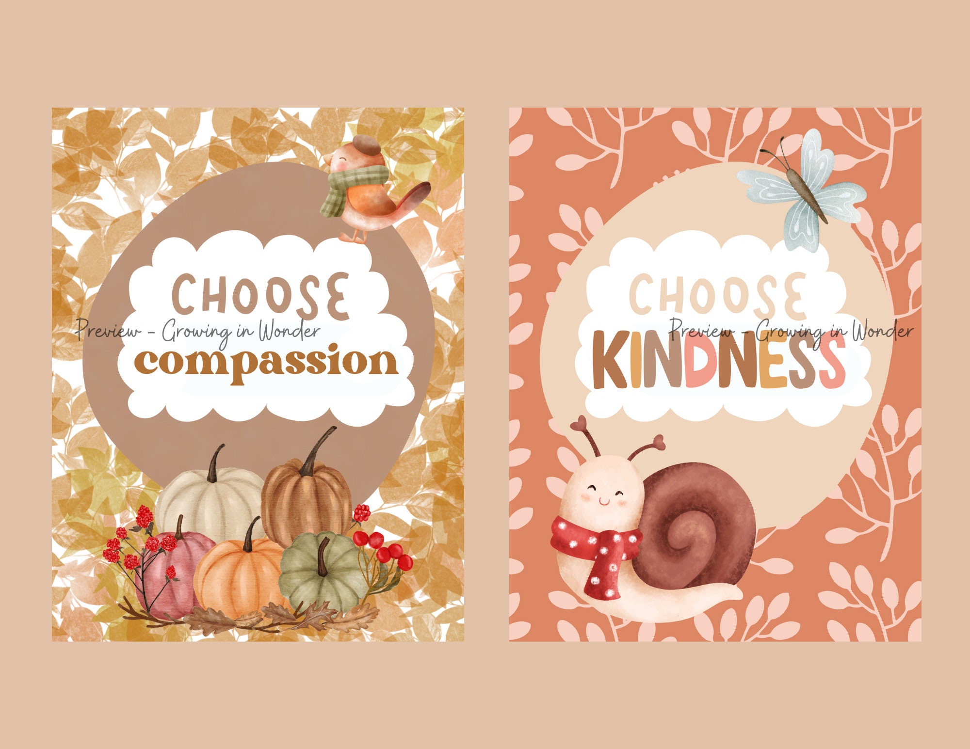 Fall Theme Printable Posters, Classroom Growth Mindset Bulletin Board ...