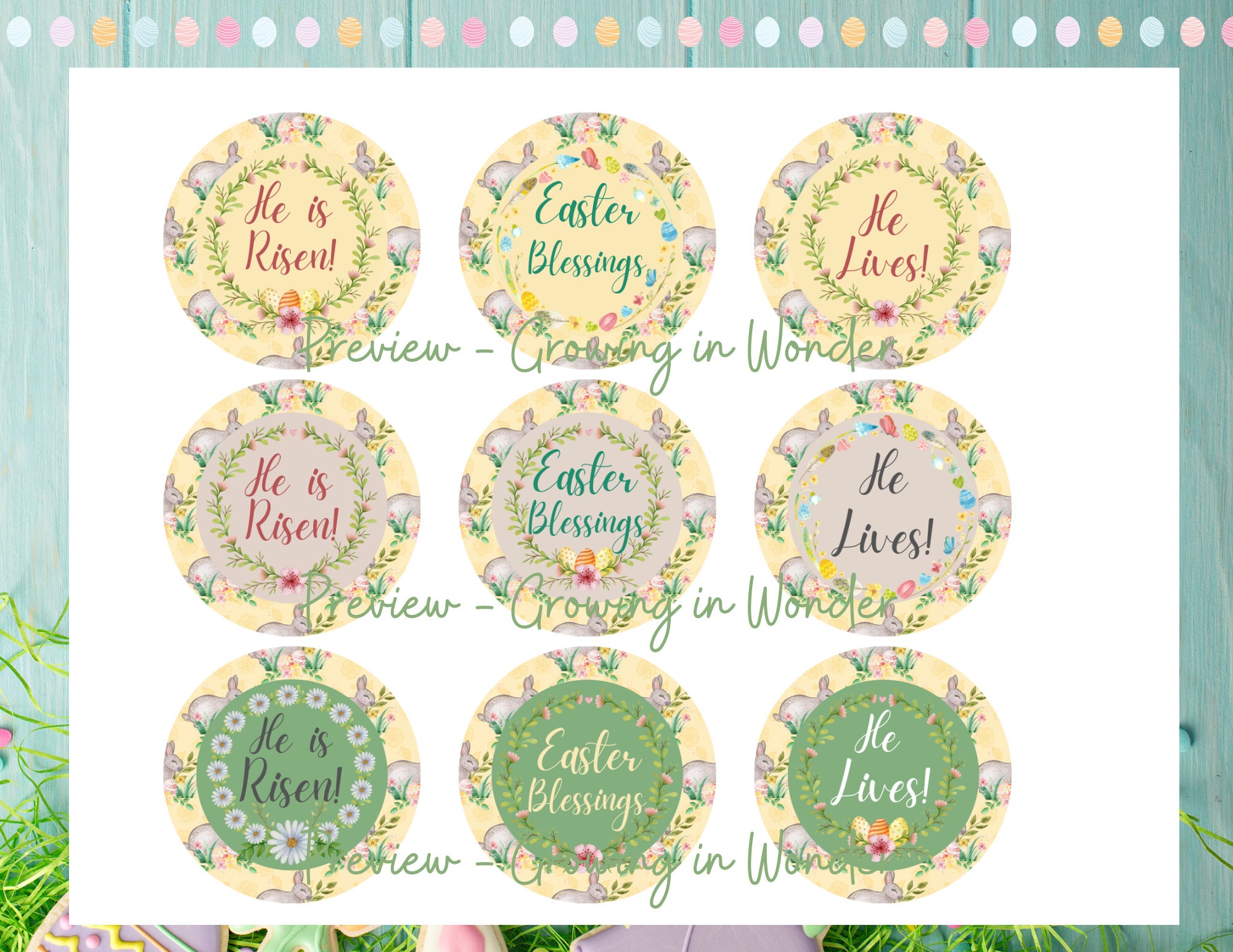 Printable Easter Cupcake Toppers, Christian, He is Risen - Etsy