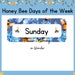 Honey Bee Days of the Week blue Background, Watercolor Honeybees - Etsy