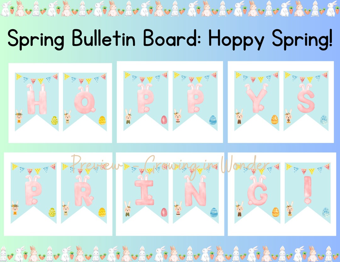 Easter Rabbit Bulletin Board, Hoppy Spring! - Etsy