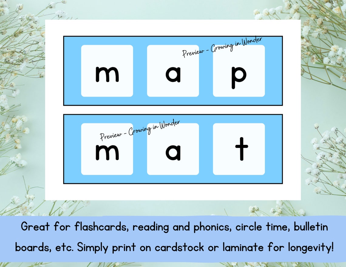 Phonics and Reading, Short A Cvc, Ccvc Flashcards and Puzzles - Etsy