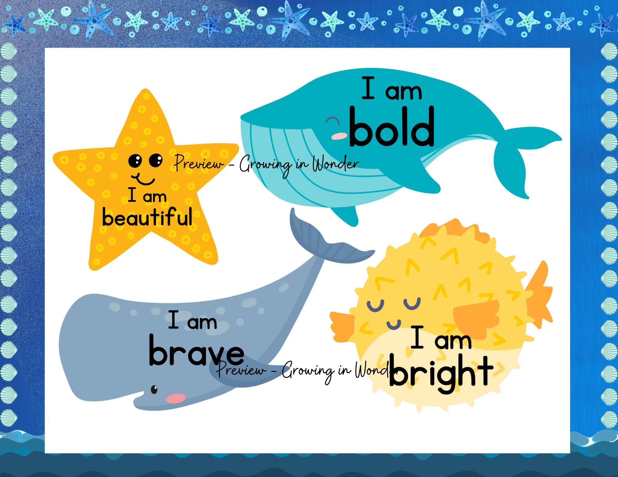 Under the Sea, Ocean Animal Affirmation Station - Etsy