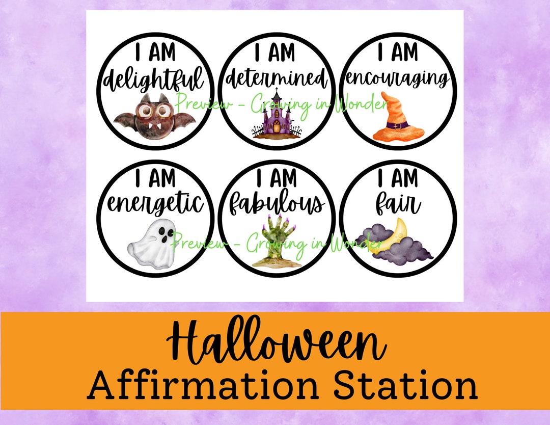 Halloween Affirmation Station, Printable Affirmations for Kids - Etsy
