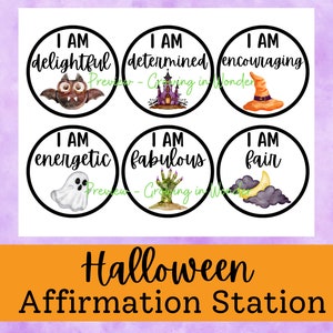 Halloween Affirmation Station, Printable Affirmations for Kids - Etsy