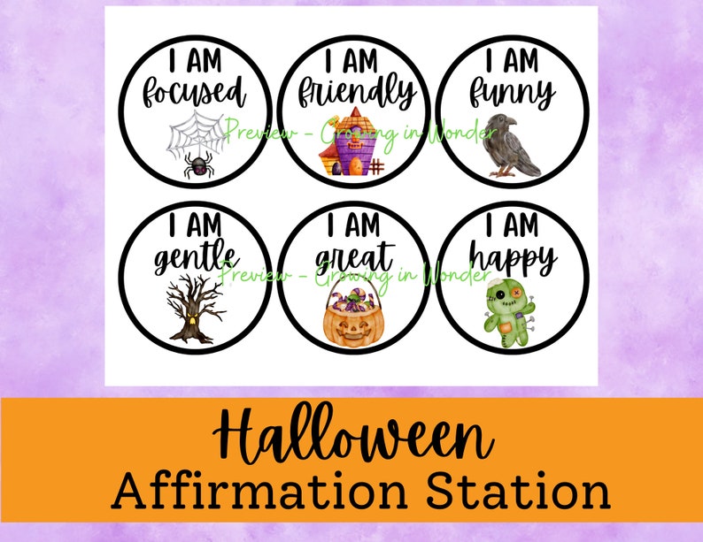 Halloween Affirmation Station, Printable Affirmations for Kids - Etsy