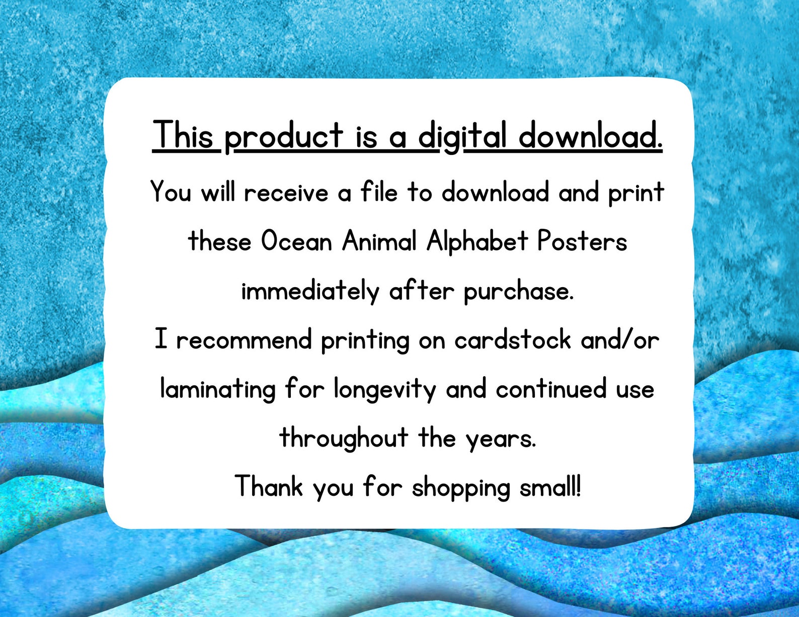 Ocean Animal Alphabet Posters, Under the Sea Printables - Etsy