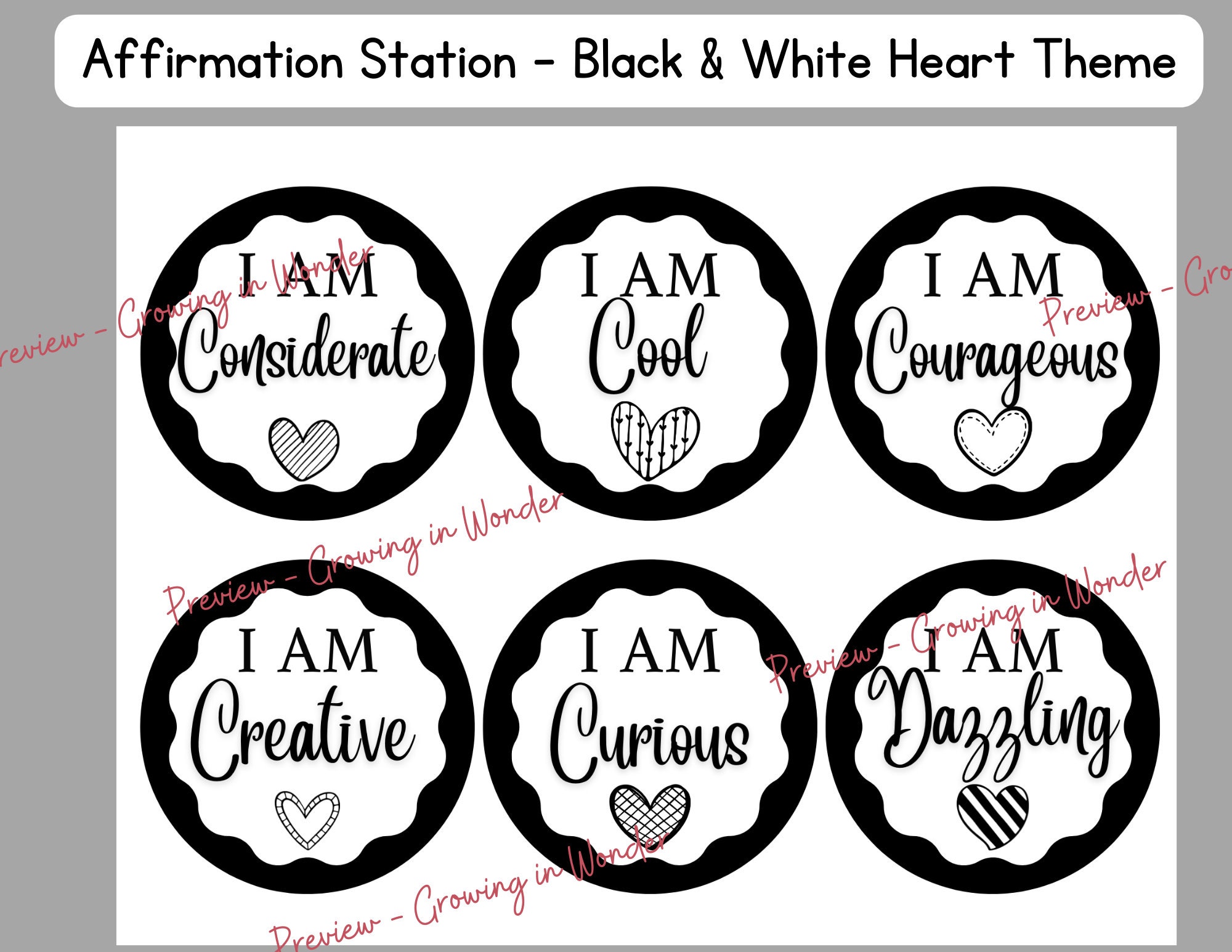 Black and White Affirmation Station, - Etsy