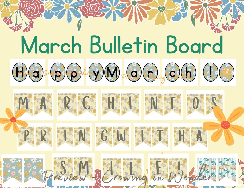 March, Spring Bulletin Board - Etsy