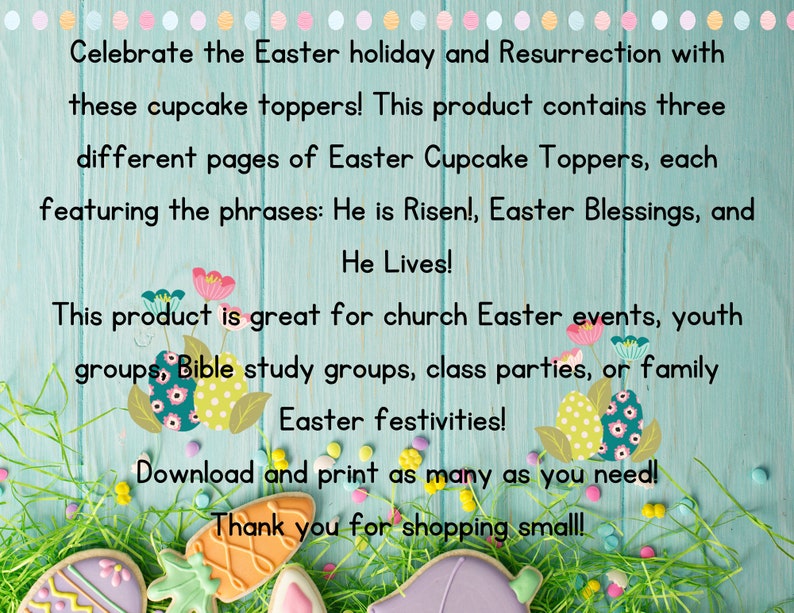 Printable Easter Cupcake Toppers, Christian, He is Risen - Etsy