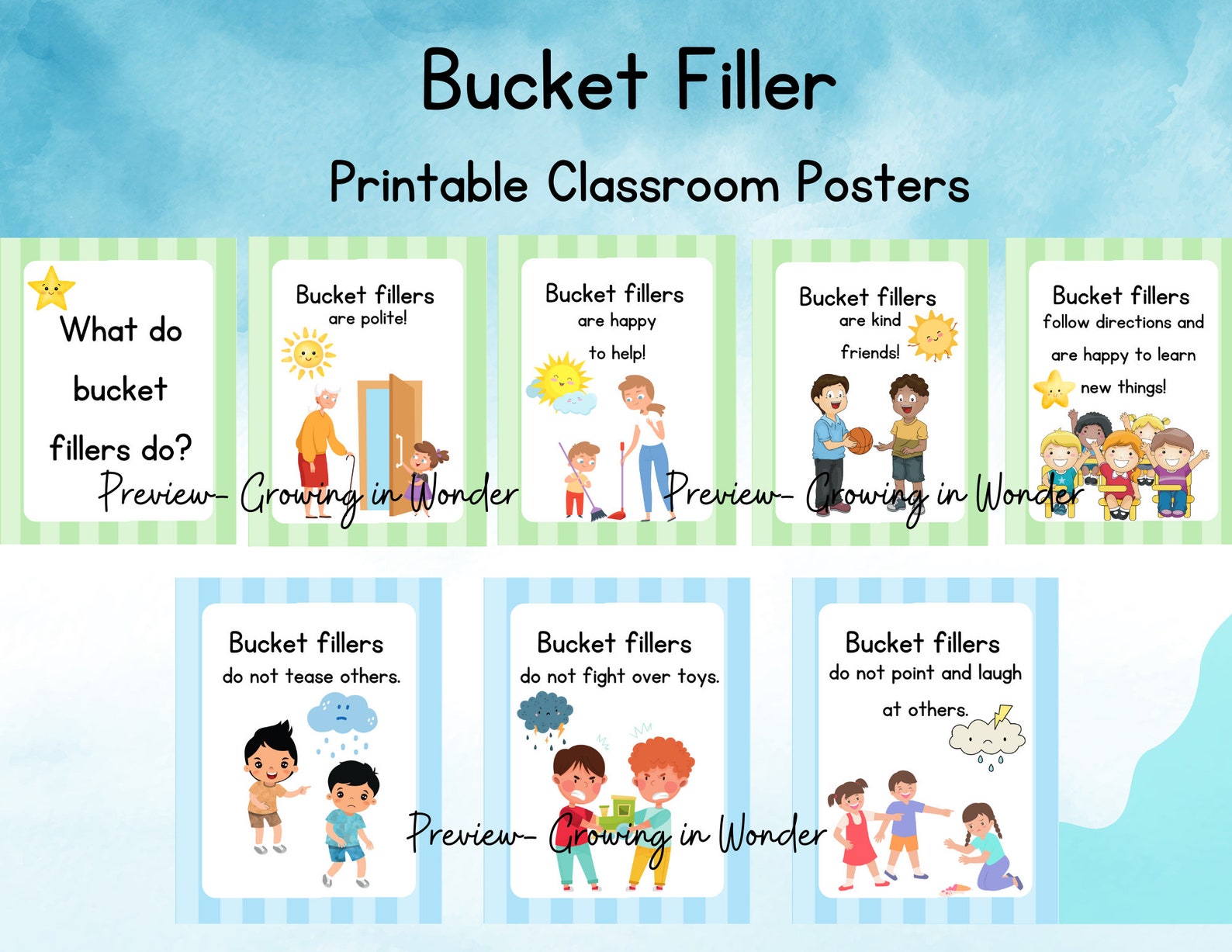 Bucket Filler Classroom Posters, Back to School - Etsy