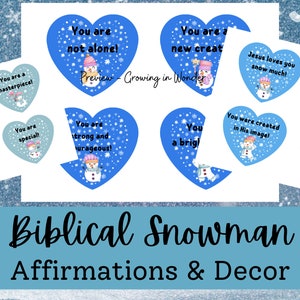 Winter Snowman Bible Affirmations, Christian Bulletin Board Kit - Etsy