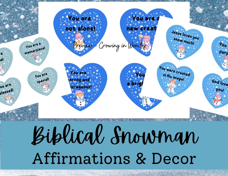 Winter Snowman Bible Affirmations, Christian Bulletin Board Kit - Etsy