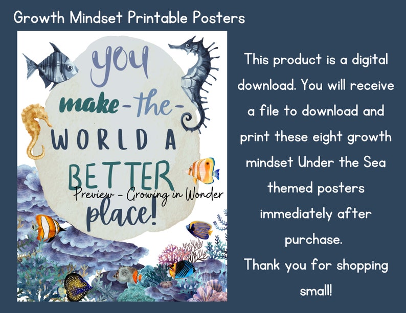 Under the Sea Growth Mindset Printable Posters - Etsy