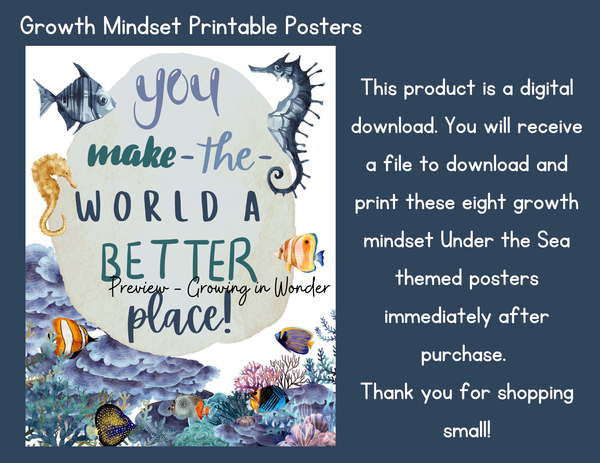 Under the Sea Growth Mindset Printable Posters - Etsy