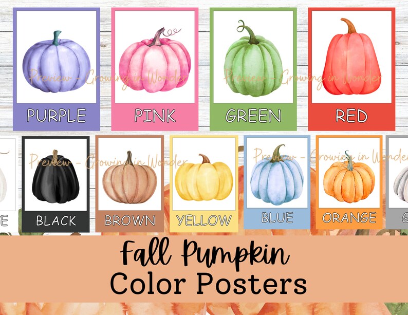 Fall Pumpkin Printable Color Posters - Etsy