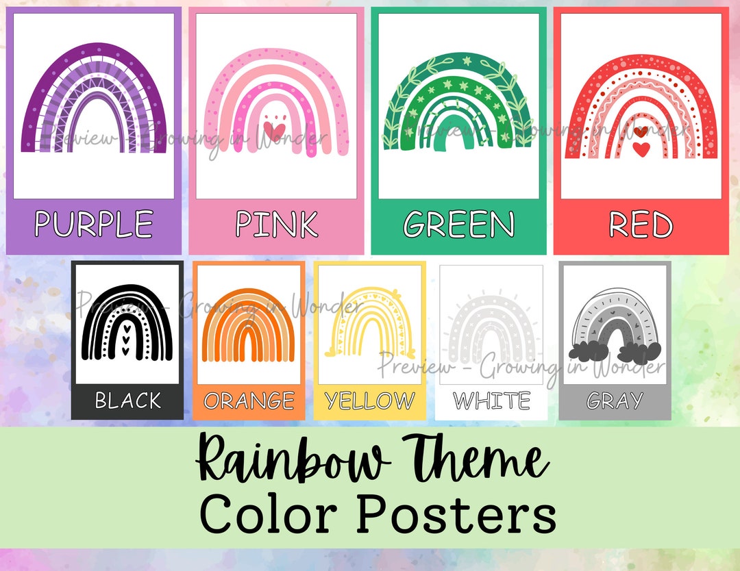 Rainbow Color Posters, Printable Classroom Posters/flashcards - Etsy