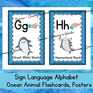 Sign Language Alphabet Ocean Animal Flashcards, Posters, Under the Sea ...