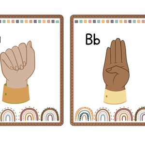 American Sign Language Alphabet Flashcards - Boho, Rainbow, and Animal ...