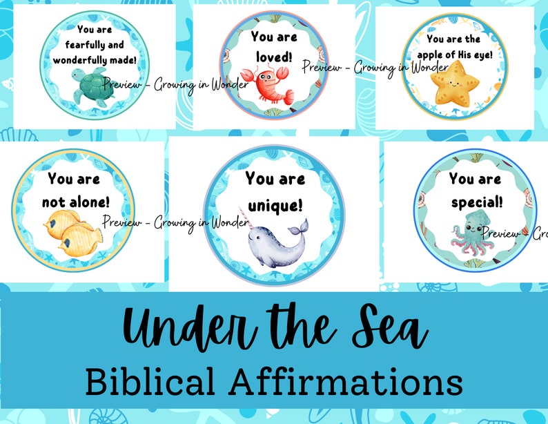 Under the Sea, Ocean Theme Bible School Affirmations - Etsy